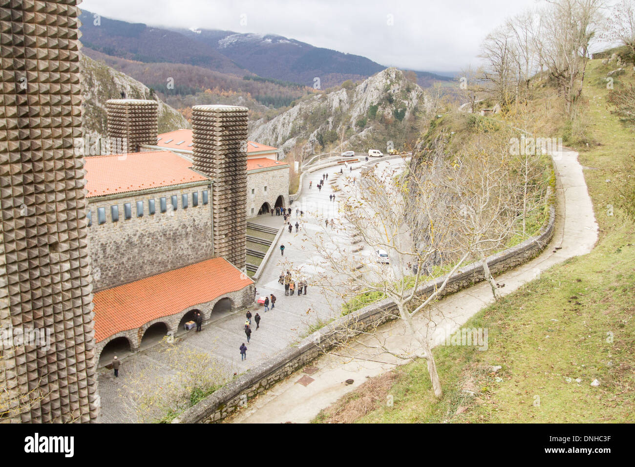 Panoramic view of Arantzazu Sanctuary, Basque Country Stock Photo - Alamy