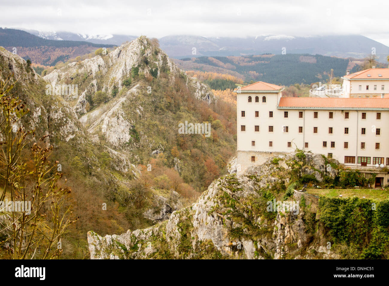 Panoramic view of Arantzazu Sanctuary, Basque Country Stock Photo - Alamy