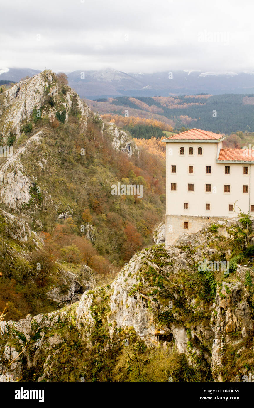 Panoramic view of Arantzazu Sancturary, Basque Country Stock Photo - Alamy