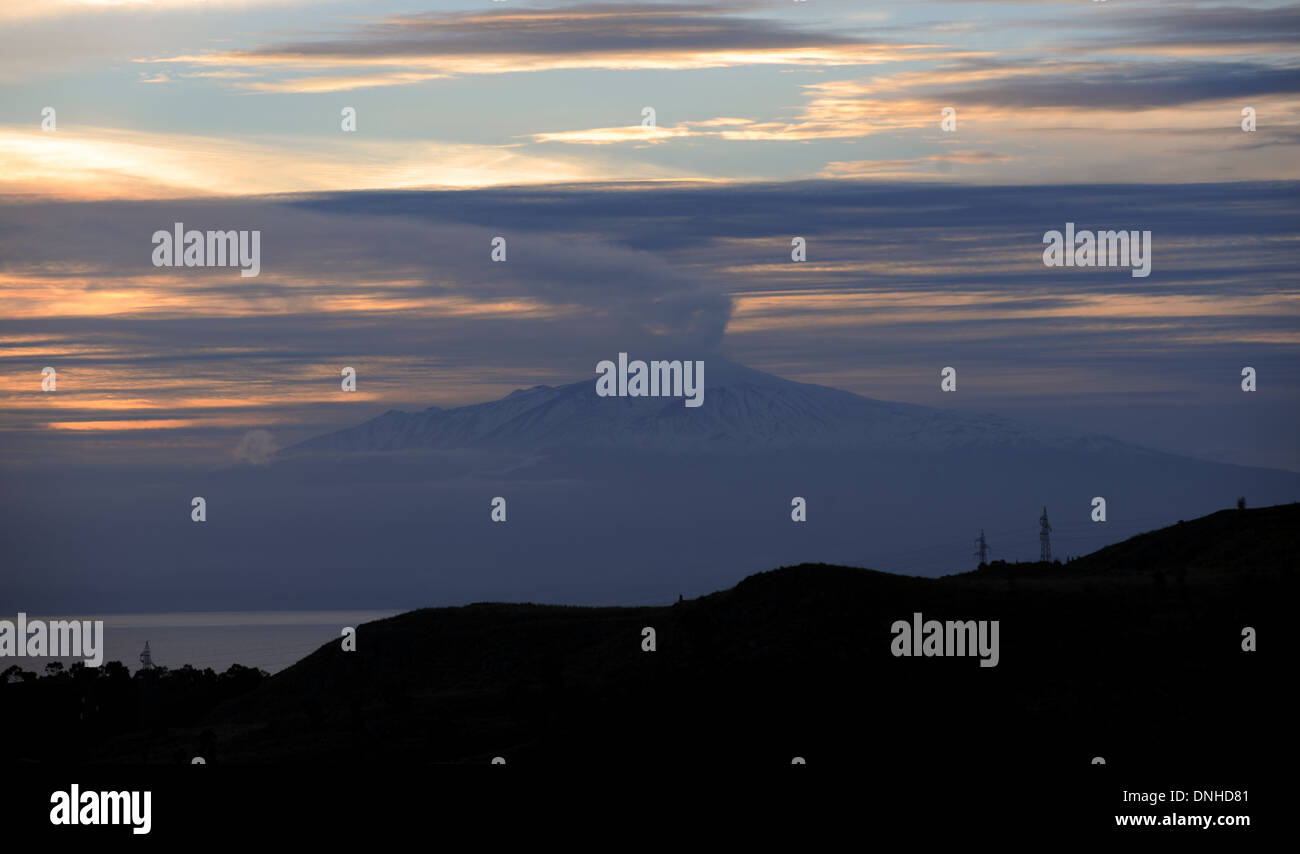 Mt Etna view from mountain in southern Italy Stock Photo - Alamy