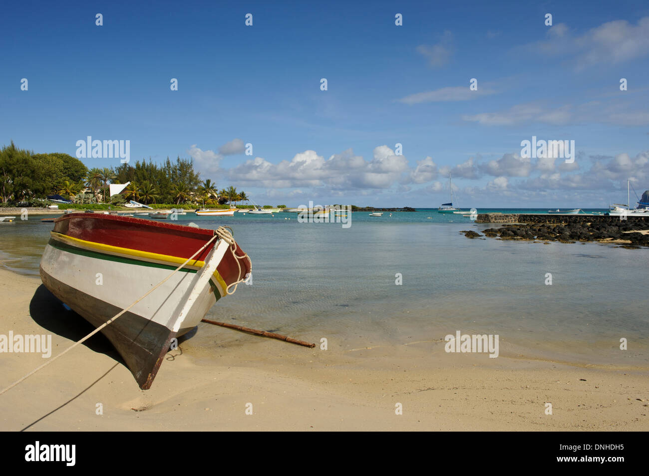 Mauritius beach boat hi-res stock photography and images - Alamy