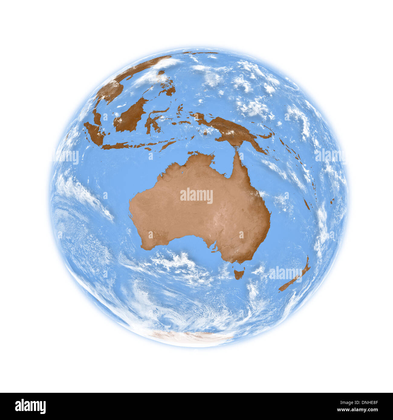 Australia on planet Earth isolated on white background. Elements of ...