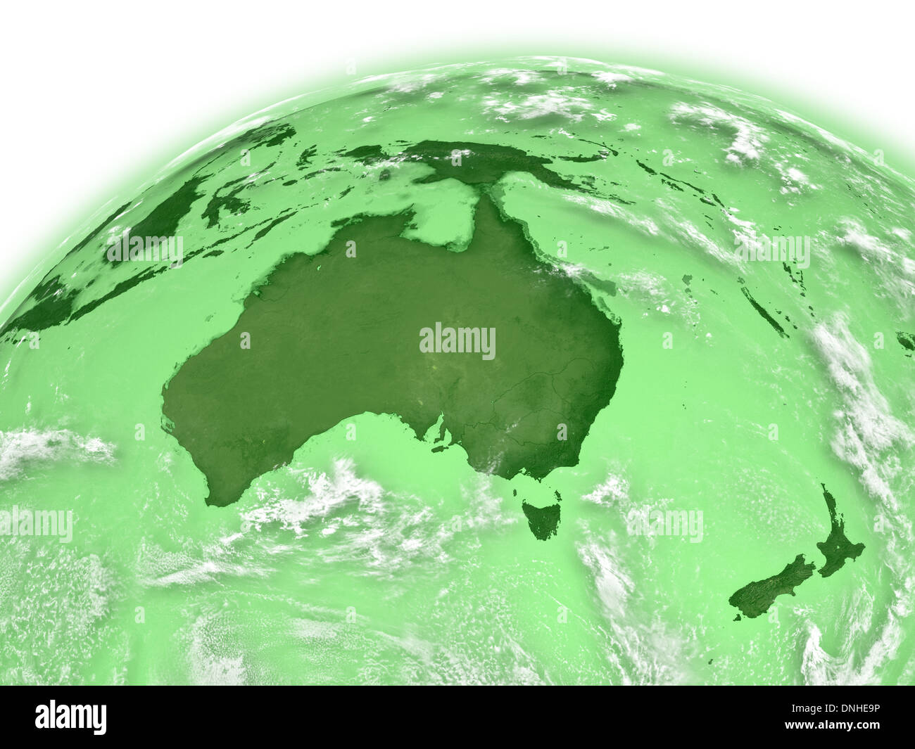 Australia on green planet Earth isolated on white background. Elements ...