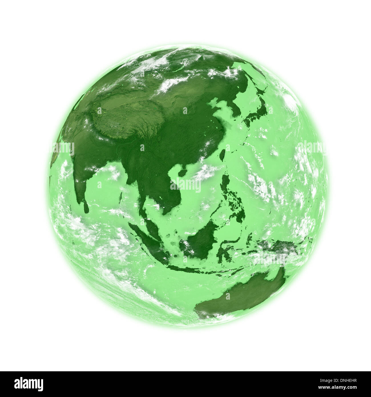 Southeast Asia on green planet Earth isolated on white background ...