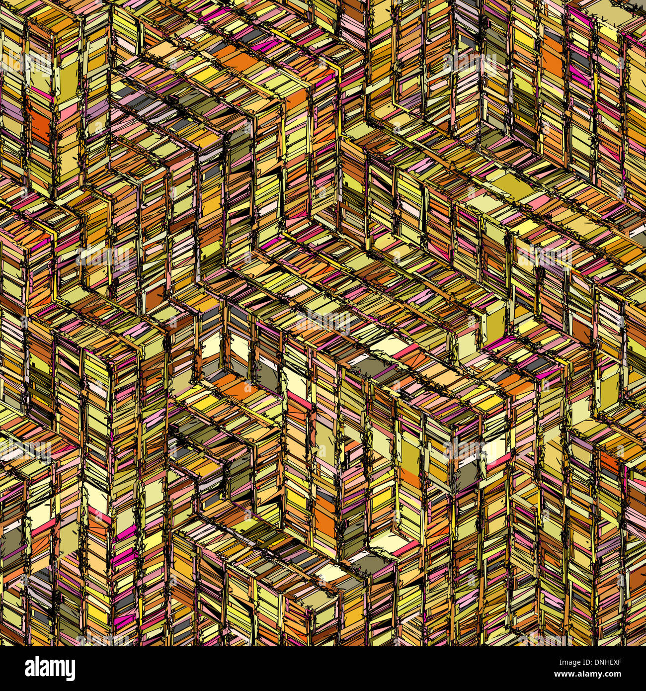 abstract striped cube pink orange yellow backdrop Stock Photo - Alamy