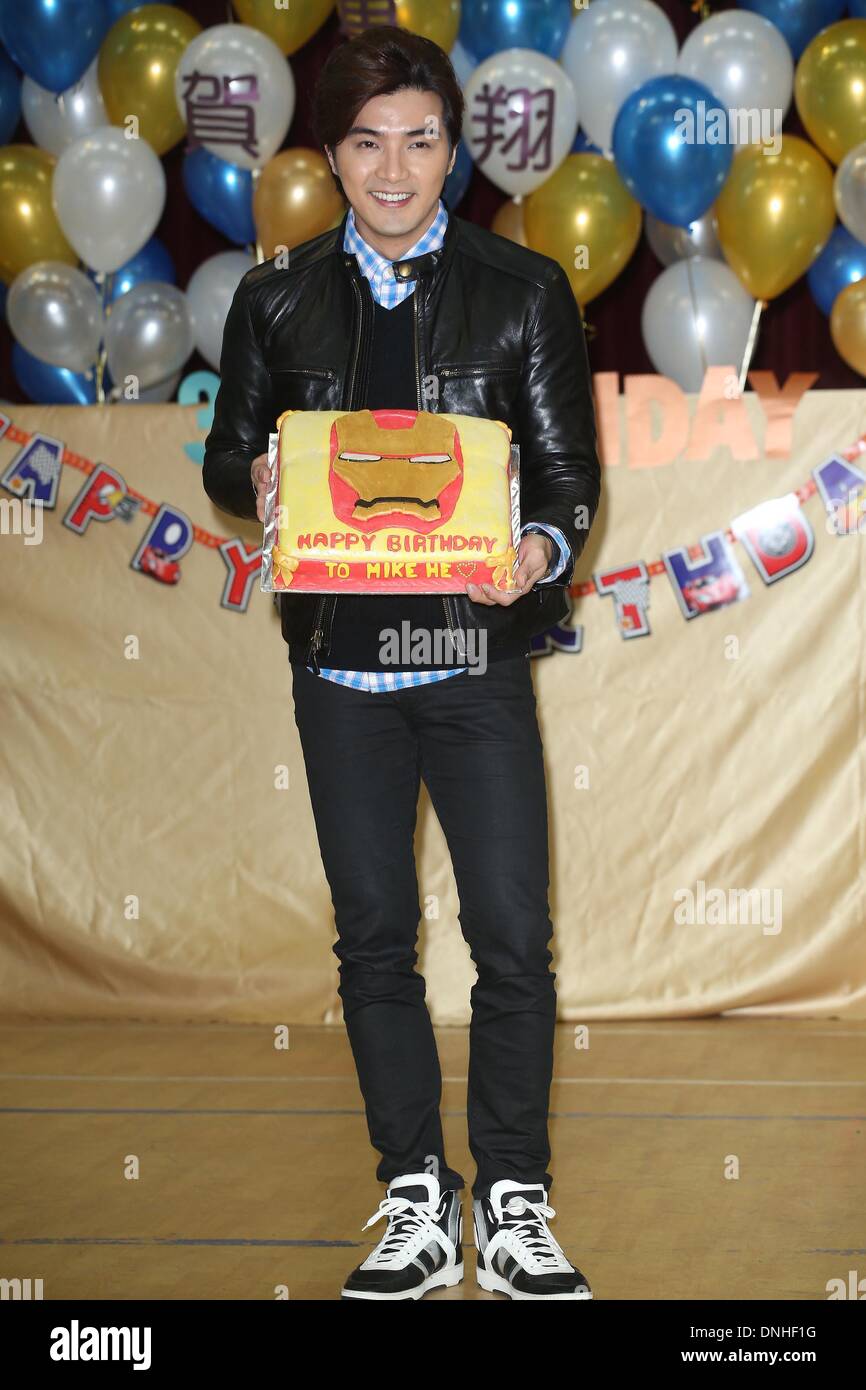 Taipei, China. 29th Dec, 2013. Actor Mike He celebrates his 30th ...