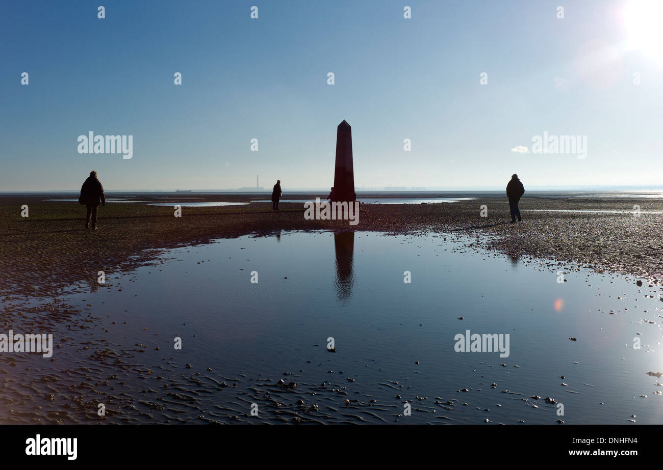The Crowstone on the River Thames Estuary Mud Flats at low tide ...