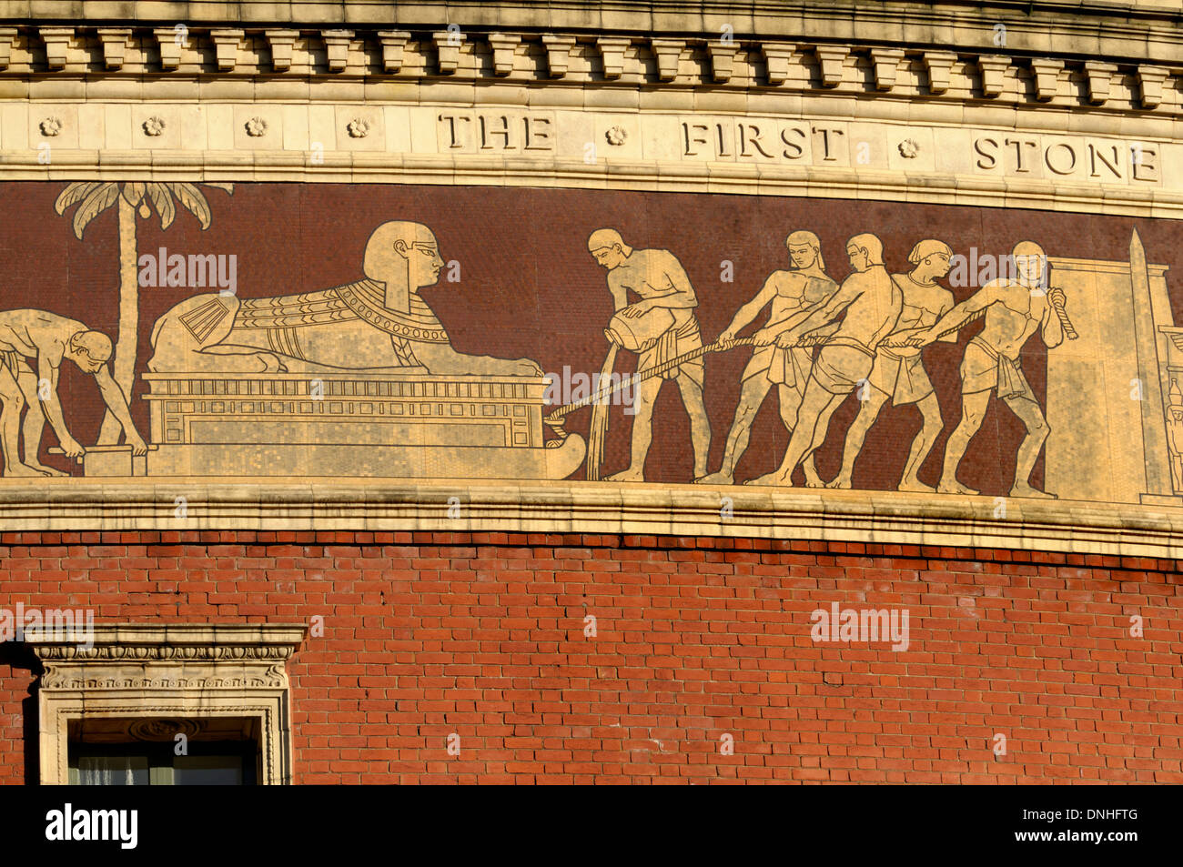 London, England, UK. Royal Albert Hall (1871) Mosaic Freize around the ...