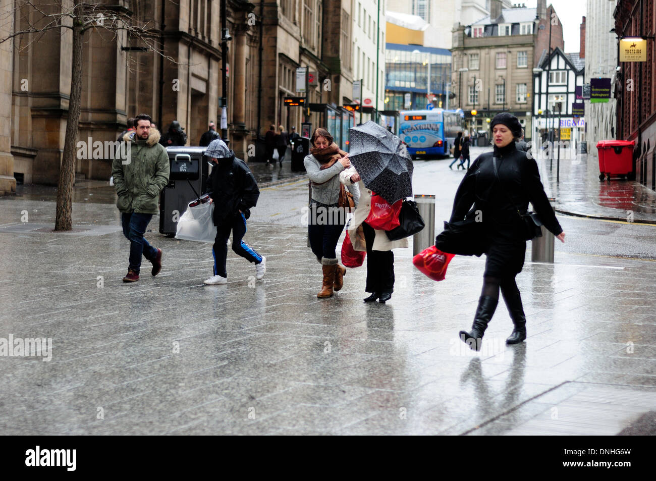 Shoppers nottingham rain hi-res stock photography and images - Alamy
