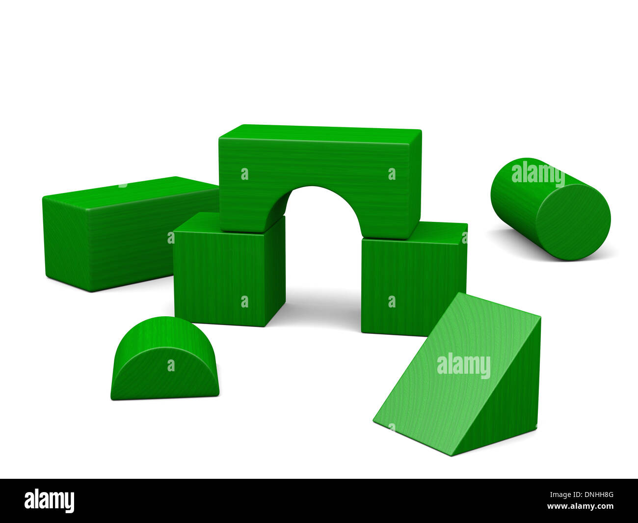 Green wooden blocks isolated on white background Stock Photo - Alamy