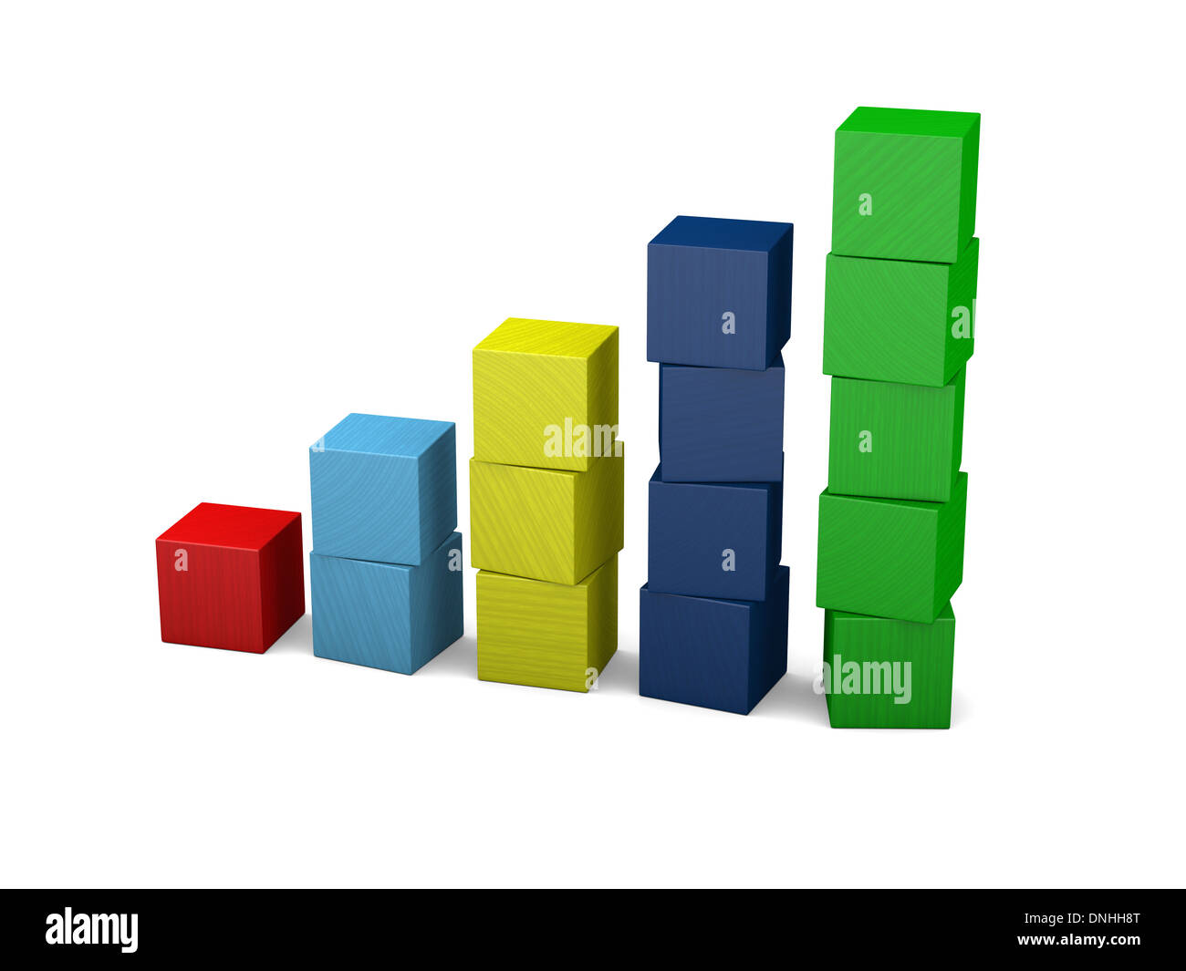 Growth symbol made of colorful wooden blocks, isolated on white ...