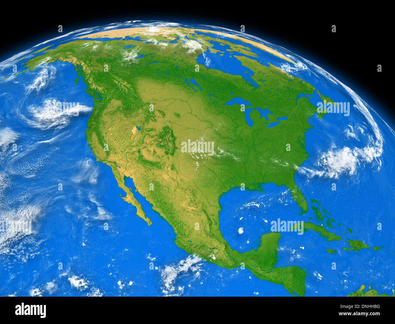 North America on planet Earth isolated on black background. Elements of ...