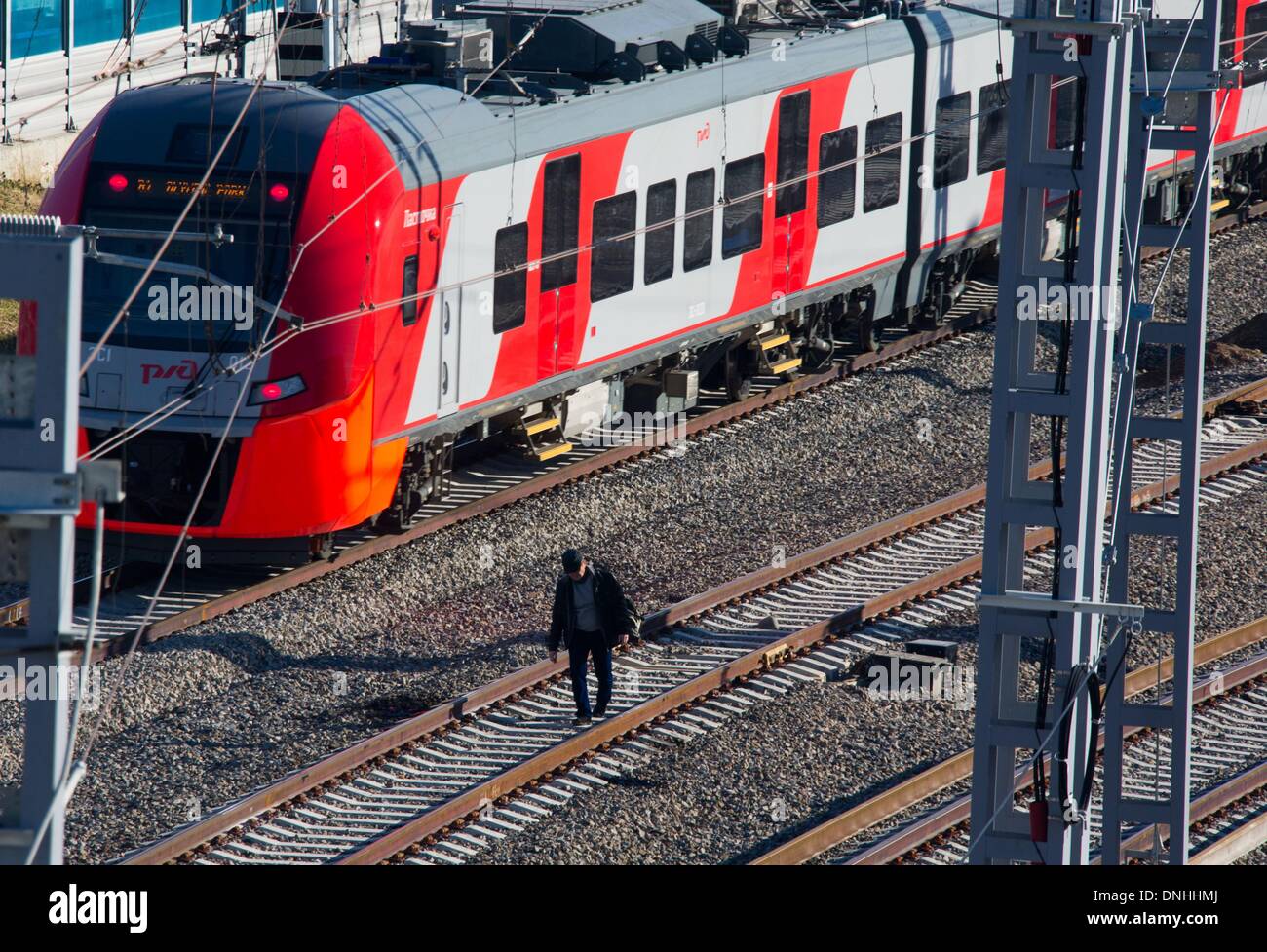 Sochi, Russia. 17th Dec, 2013. A passenger train pictured on a new ...