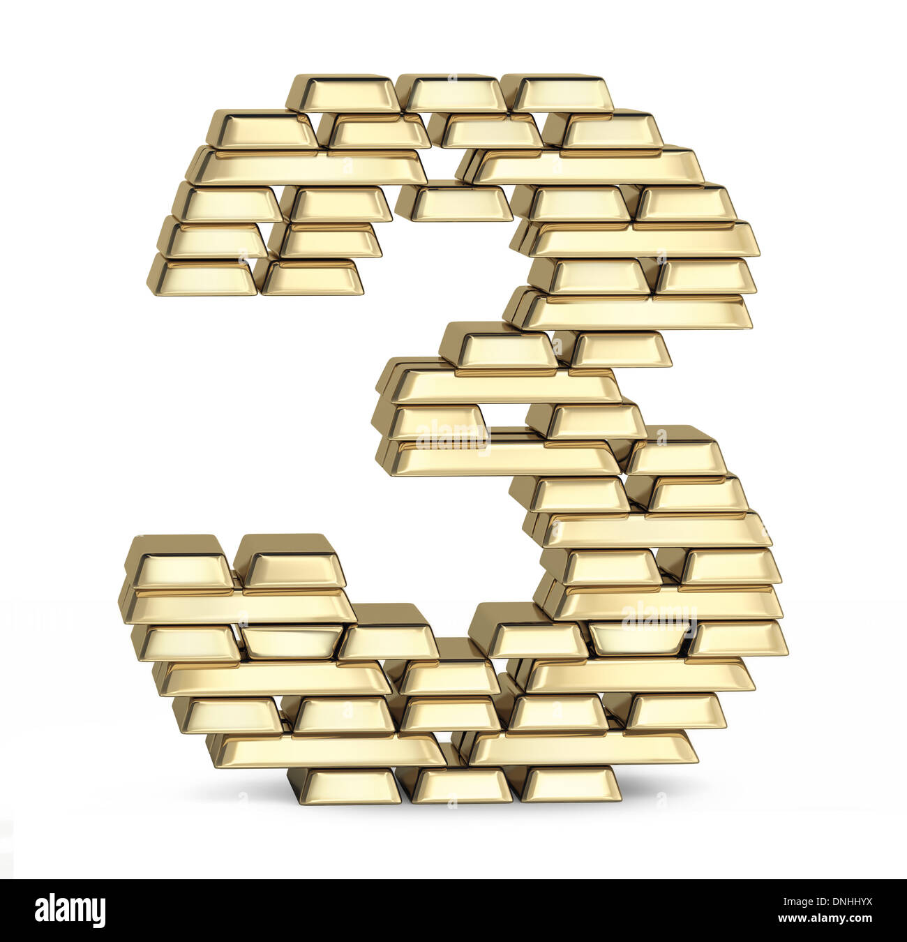 Number 3 from gold bars Stock Photo - Alamy