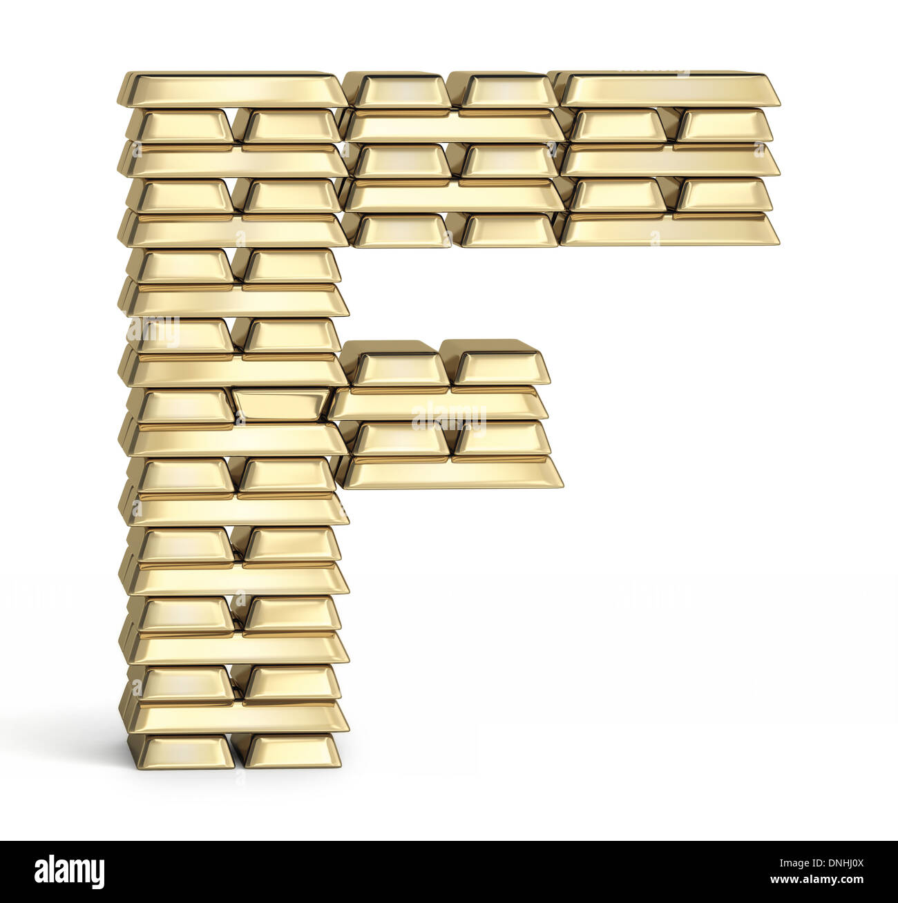 Letter F from gold bars Stock Photo - Alamy