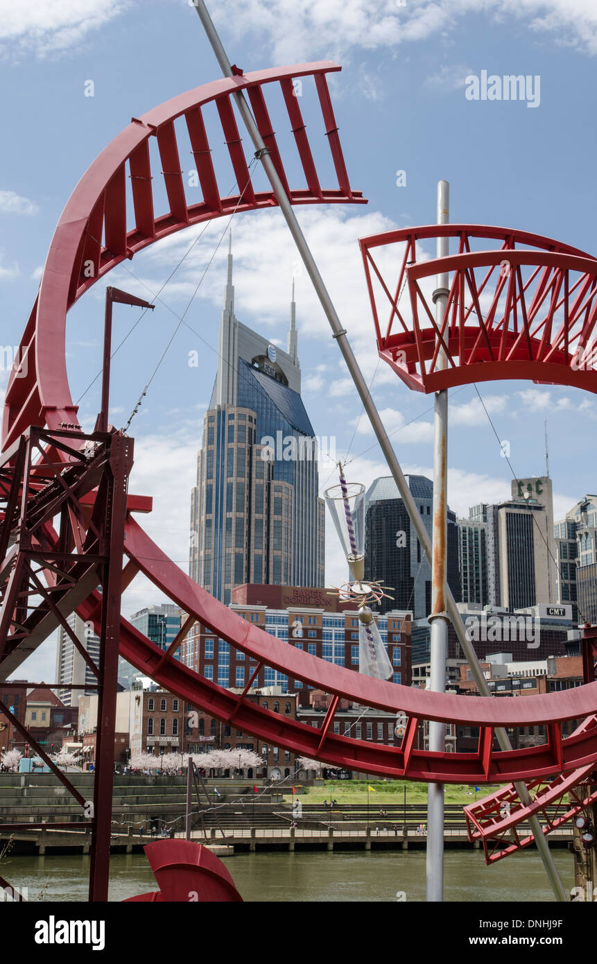 Looking through Ghost Ballet sculpture at the BAT building Stock Photo ...