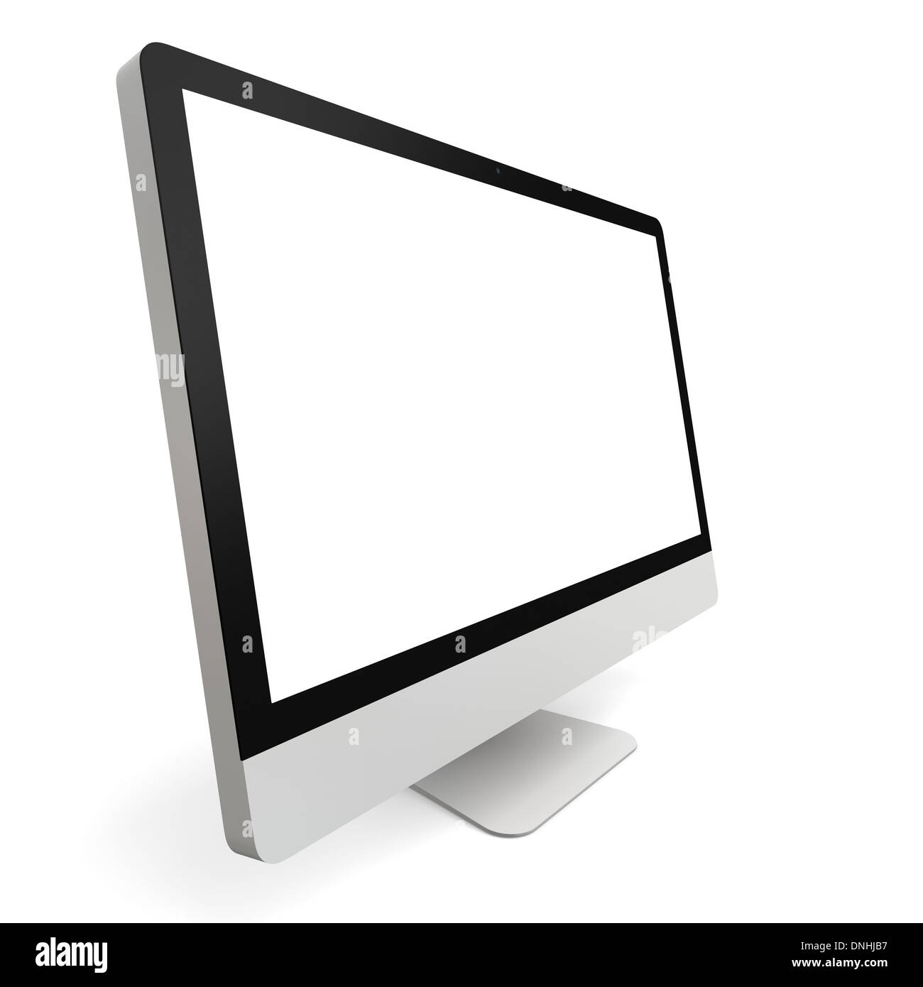 Modern desktop computer with white blank screen isolated on white ...