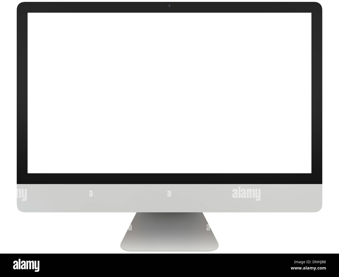 Modern desktop computer with white blank screen isolated on white ...
