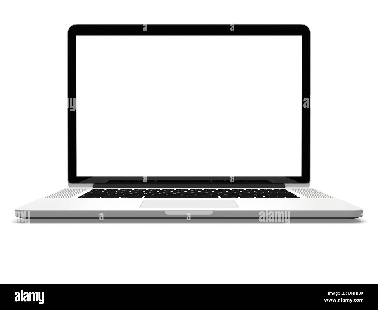 Laptop computer blank white screen isolated on white background Stock ...