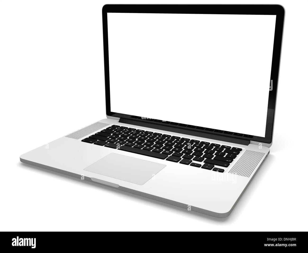 Laptop computer blank white screen isolated on white background Stock ...