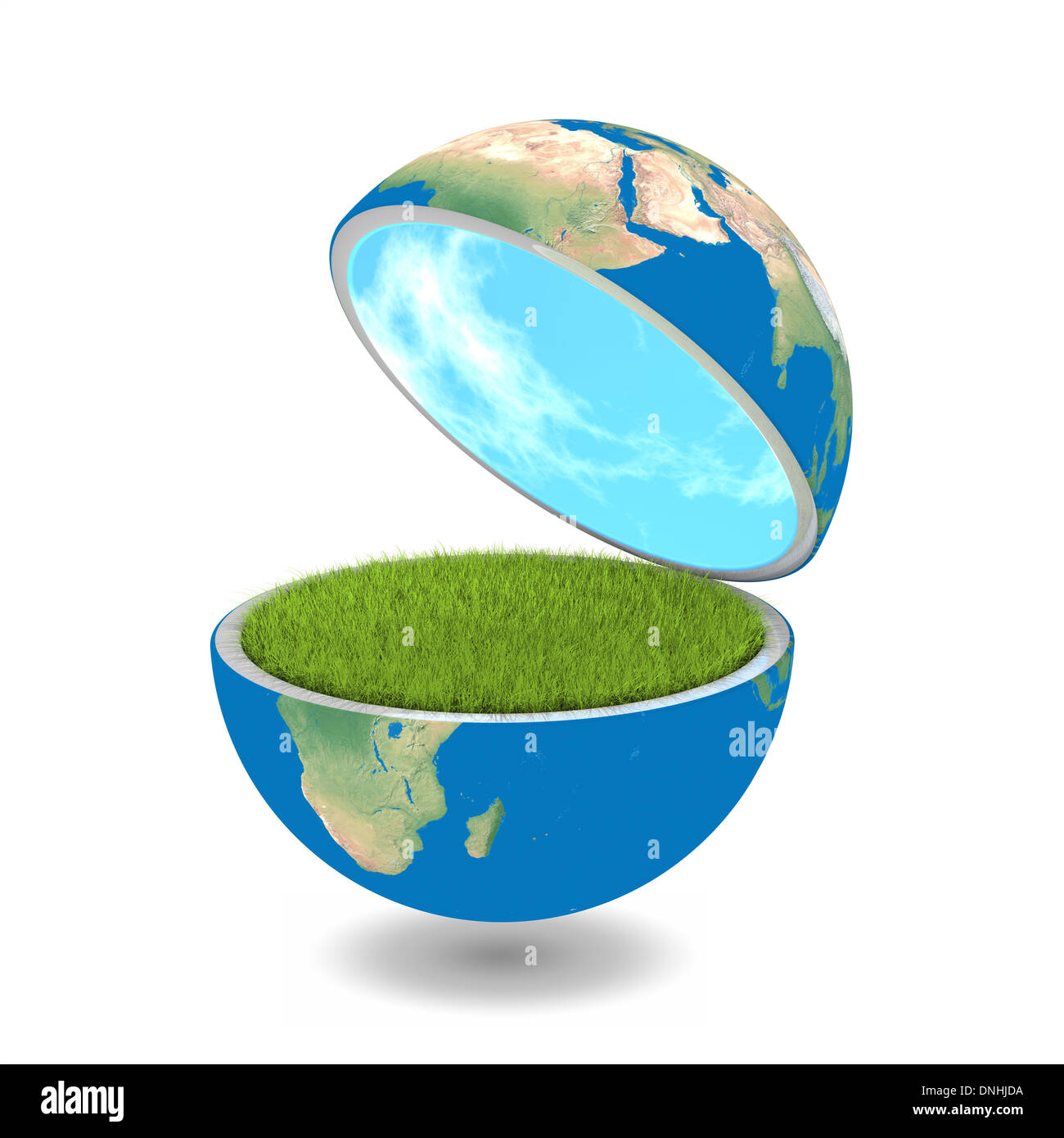 Opening planet Earth isolated on white background, concept of ecology ...