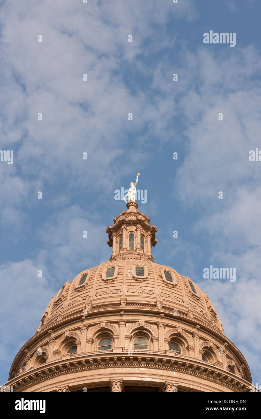 Texas State Capitol Building Rotunda against a blue sky with scattered ...