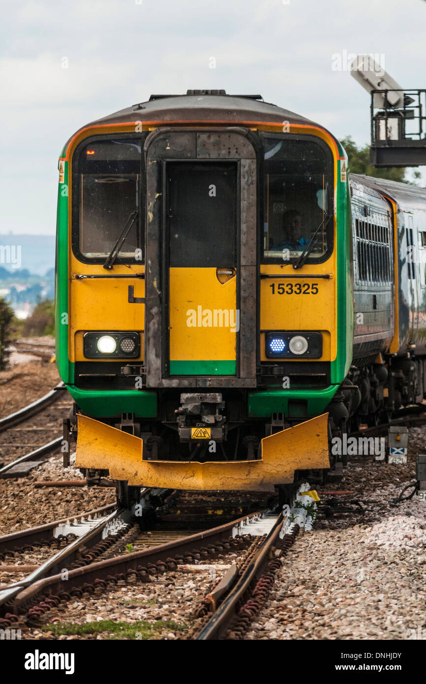 Local passenger train leaving Dawlish Warren railway station Stock ...