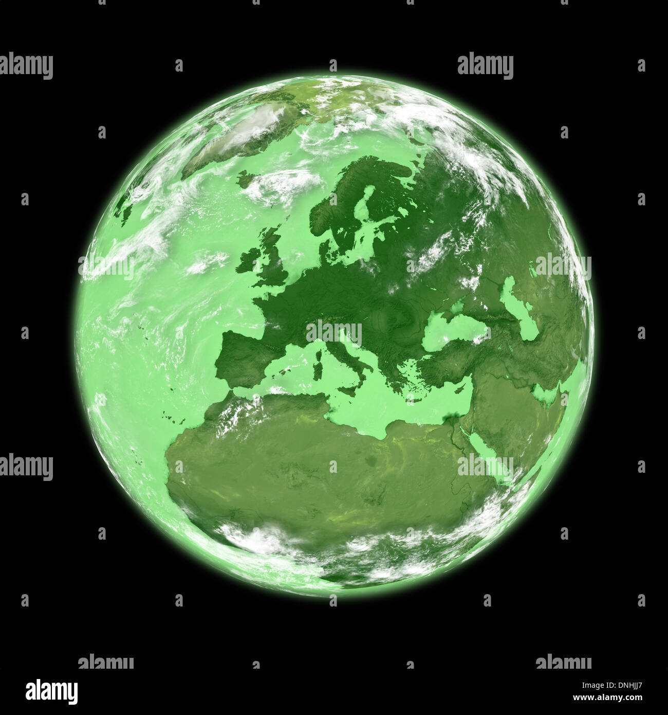 Europe on green planet Earth isolated on black background. Elements of ...