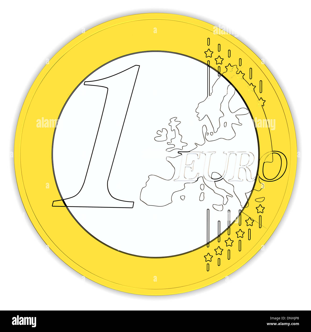 One Euro coin detail isolated on white background Stock Photo - Alamy