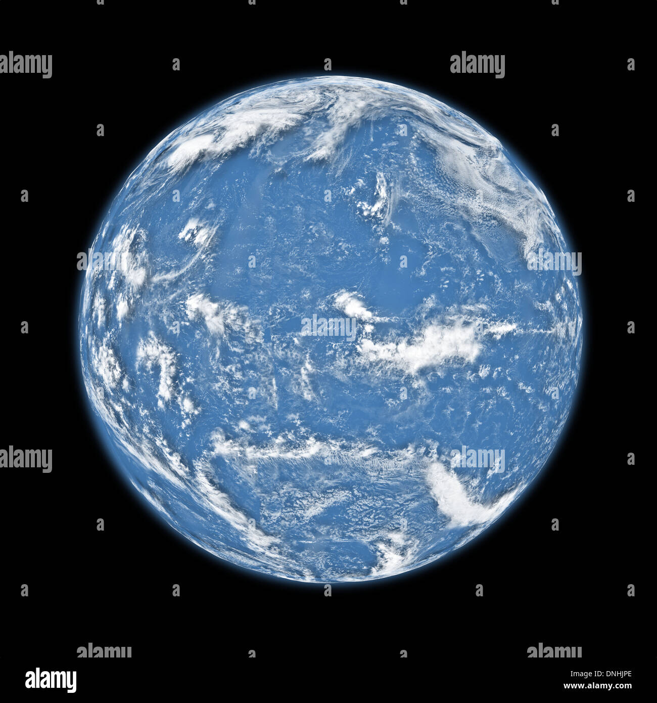 Blue Pacific ocean planet Earth with clouds isolated on black ...