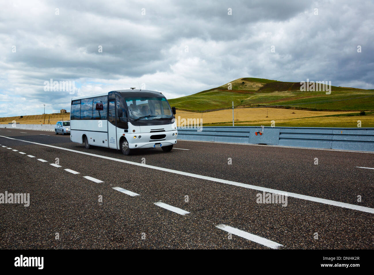 Bus moving on the road, Vallata, Avellino, Campania, Italy Stock Photo ...