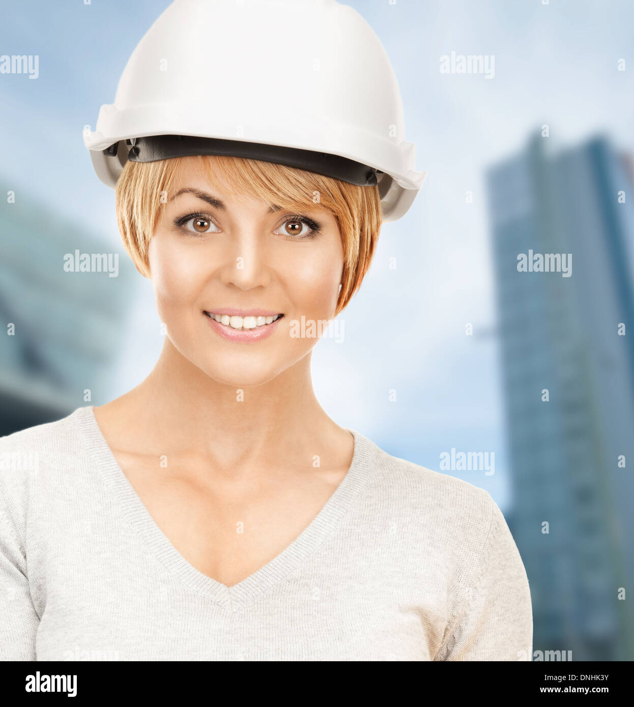 female contractor in helmet Stock Photo - Alamy