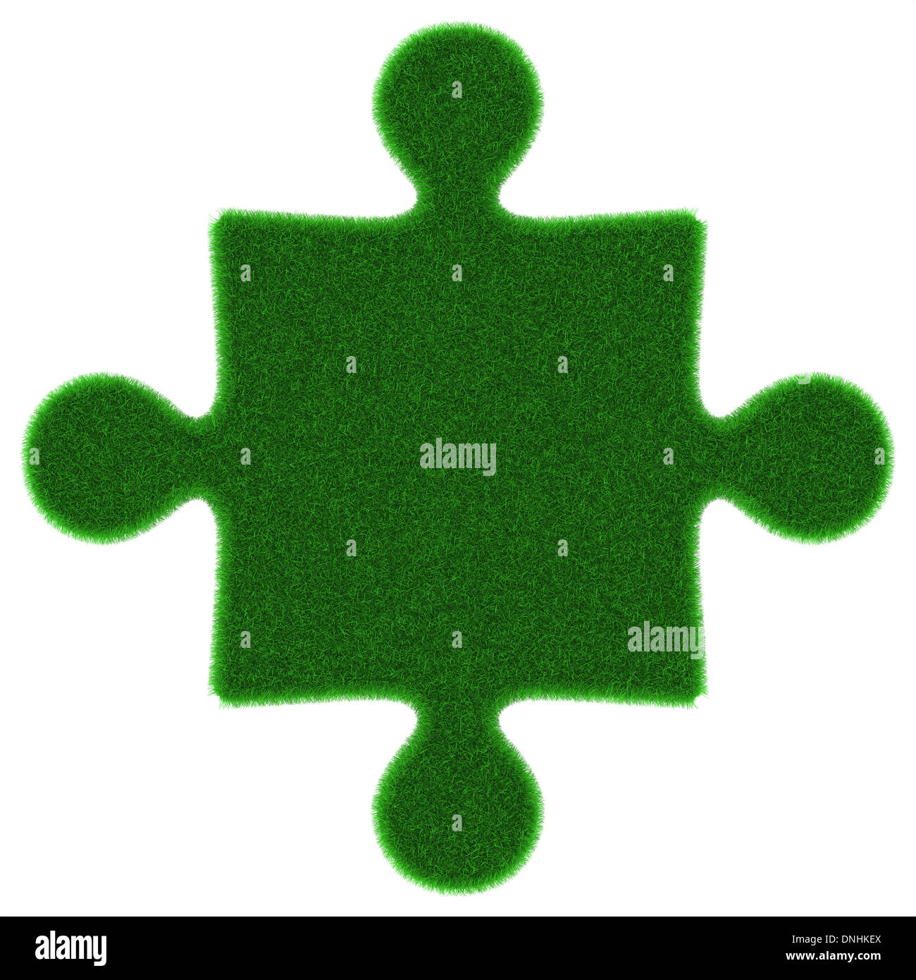 Green puzzle piece made of grass isolated on white background Stock ...