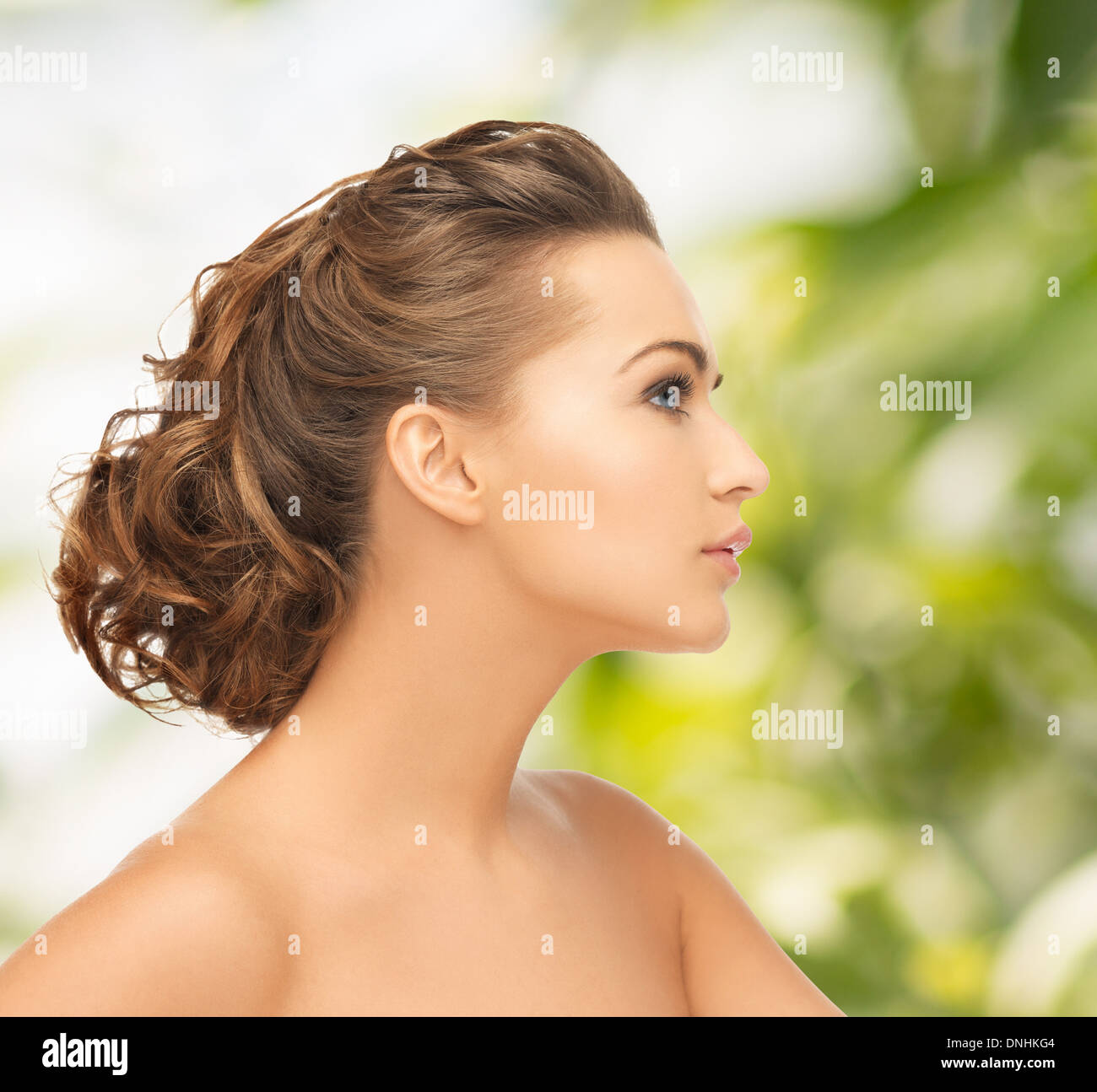 beautiful woman with updo Stock Photo - Alamy