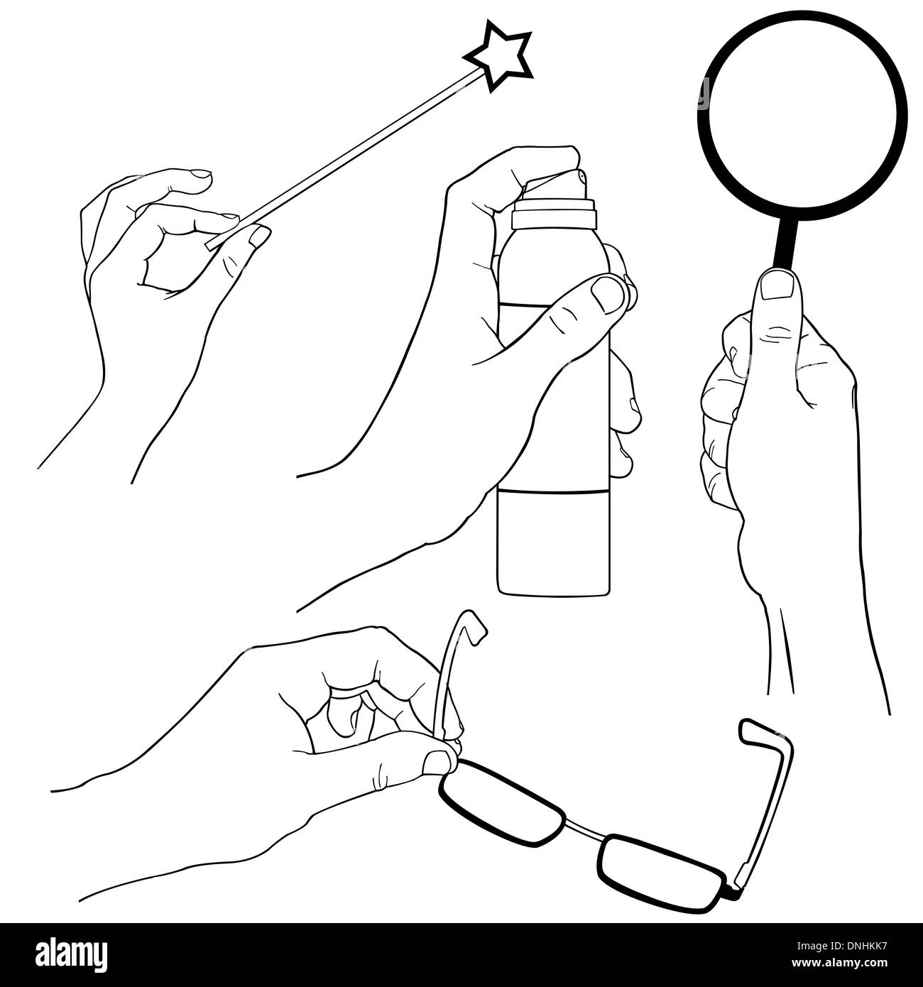 set of different hands holding objects Stock Photo - Alamy