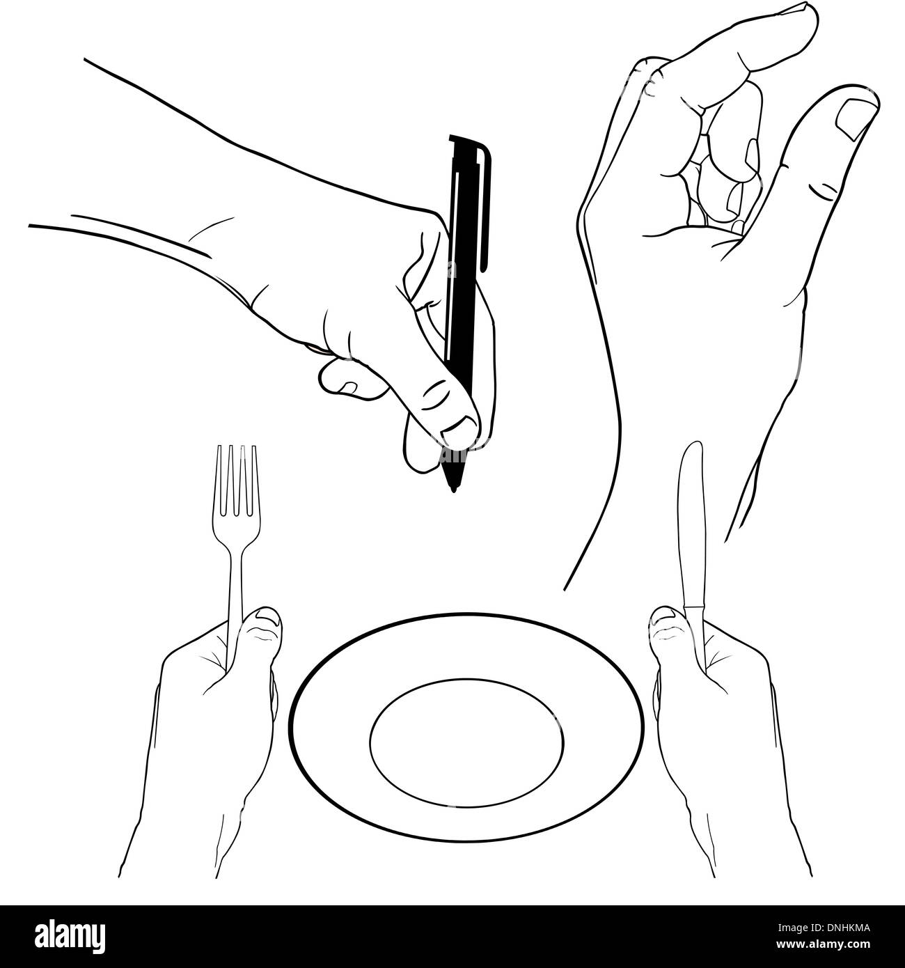 Hand holding objects outline set hi-res stock photography and images ...