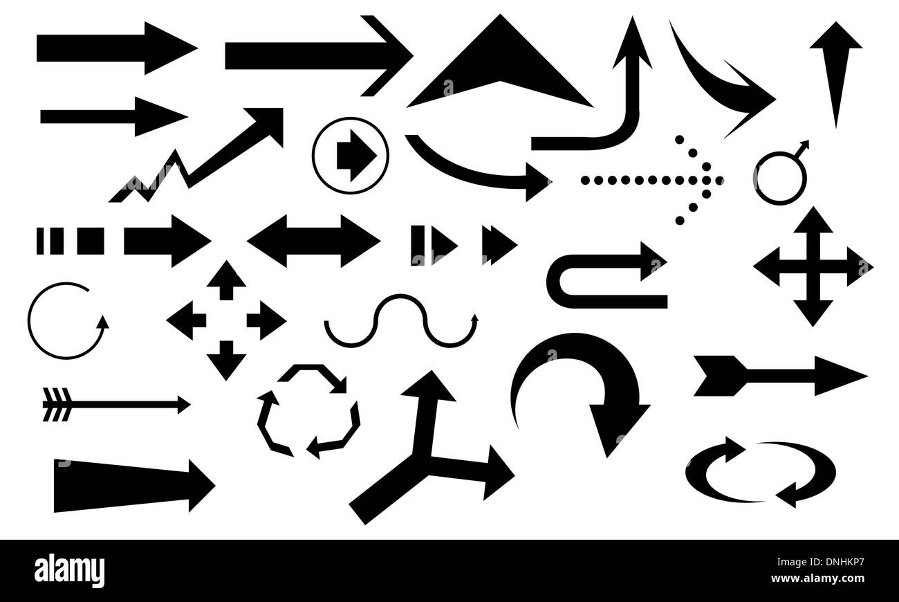 Arrows direction movement set Black and White Stock Photos & Images - Alamy