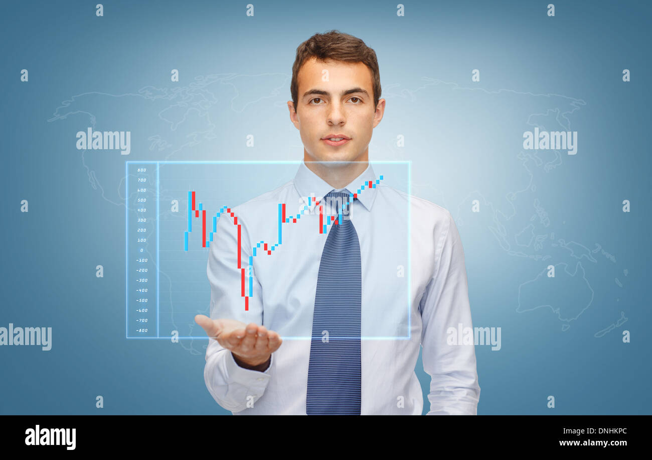man showing forex chart on the palm of his hand Stock Photo - Alamy
