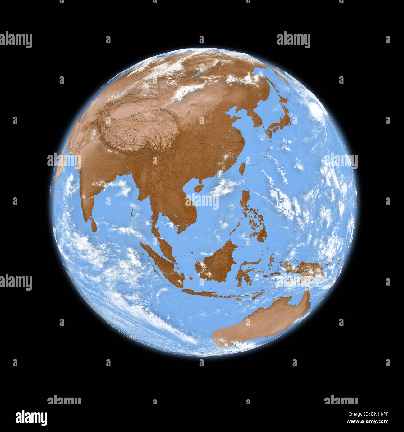 Southeast Asia on planet Earth isolated on black background. Elements ...