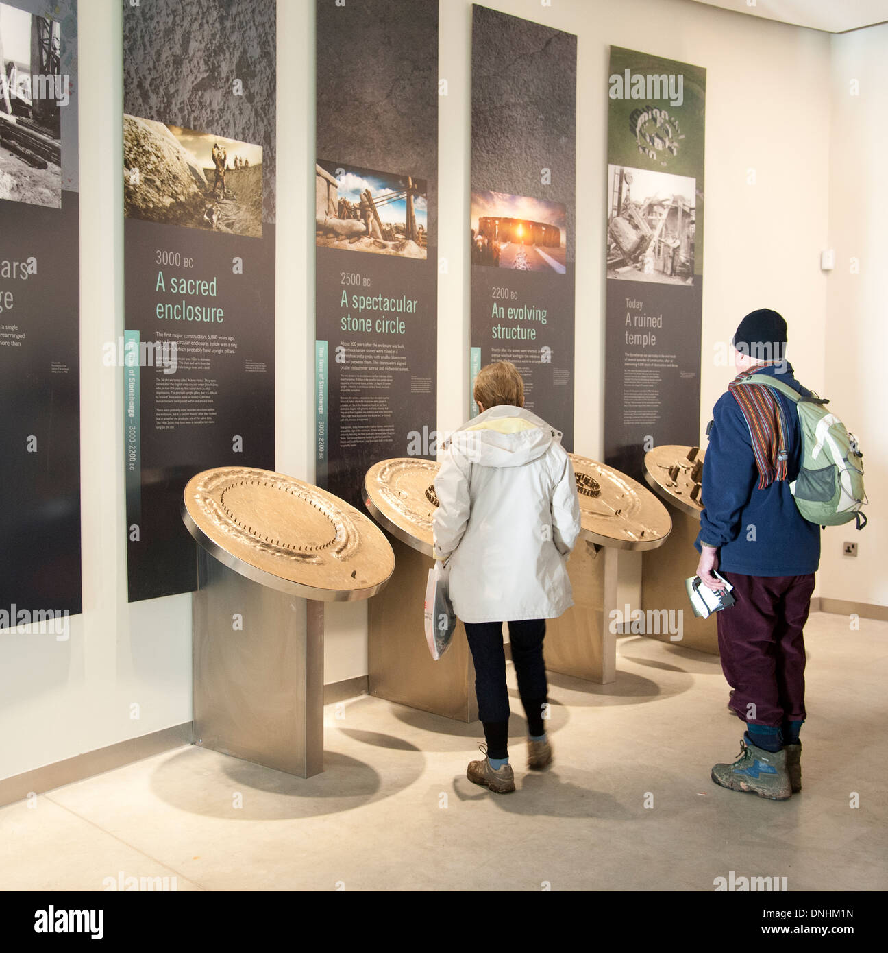 Interior of the Stonehenge Visitor and exhibition centre Wiltshire UK ...