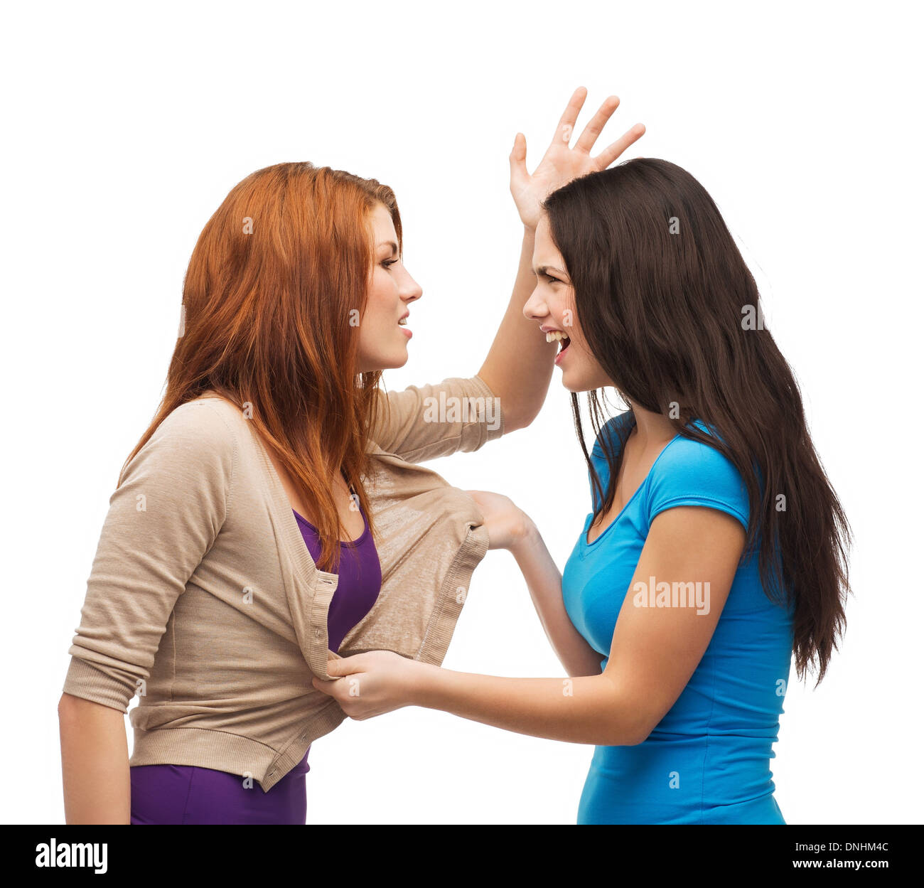 two teenagers having a fight and getting physical Stock Photo - Alamy