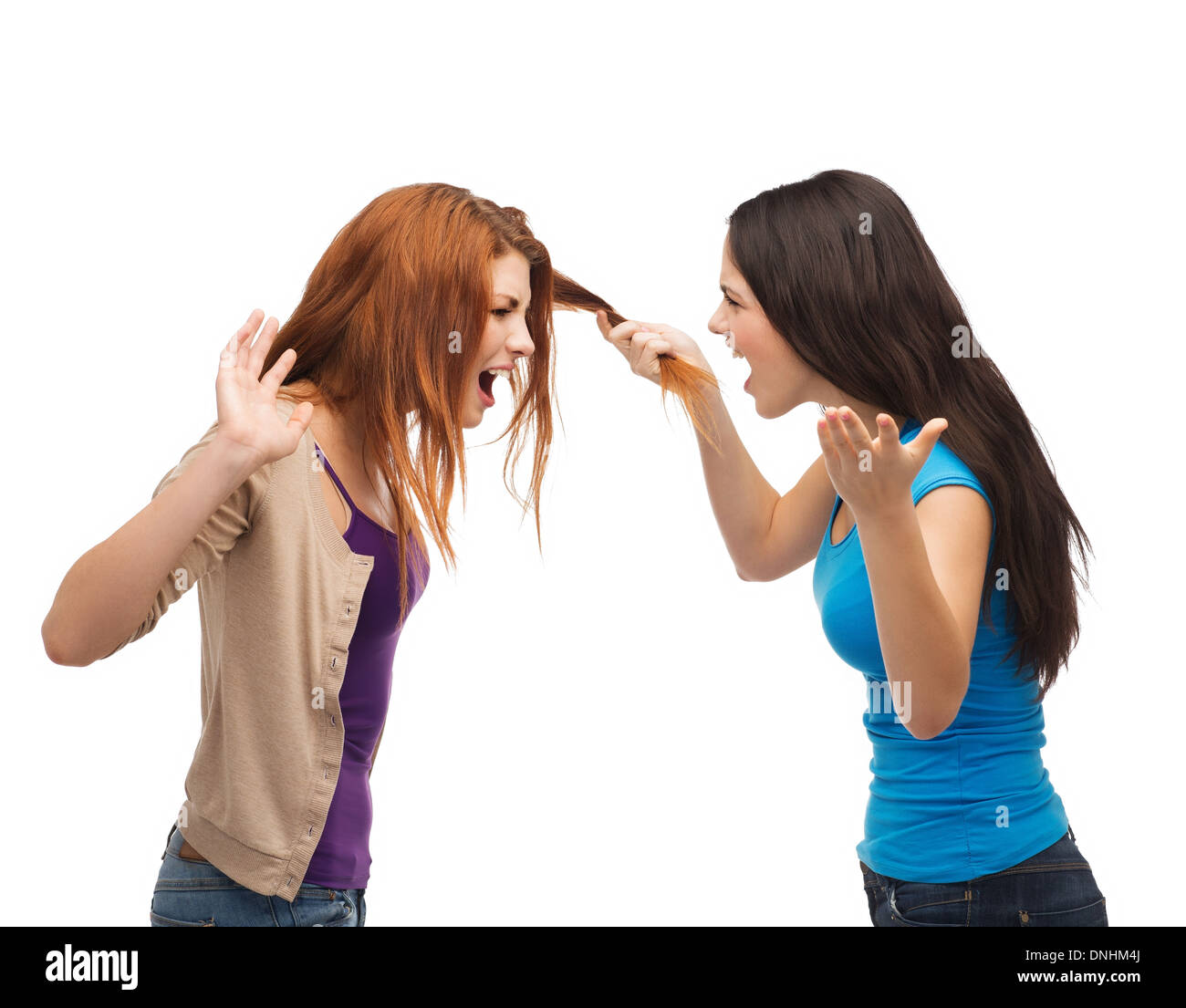 two teenagers having a fight and getting physical Stock Photo - Alamy