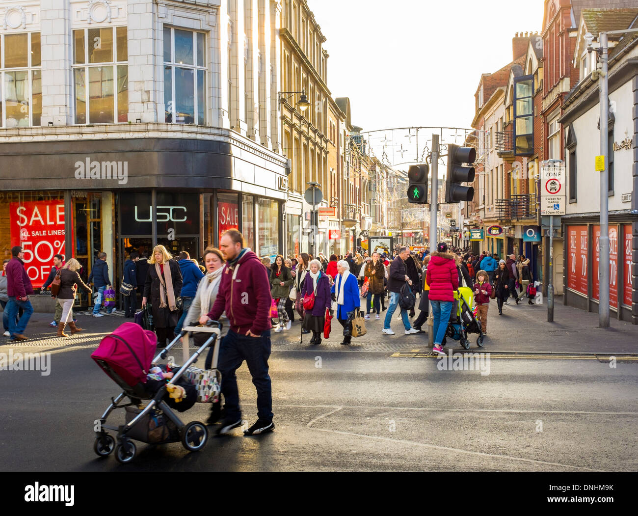 View looking down Clumber Street, Nottingham, England. Main entrance to ...