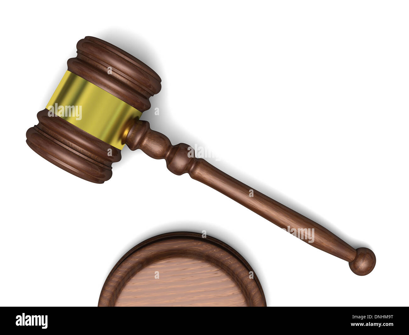 Wooden gavel isolated on white background, symbol of law and justice ...