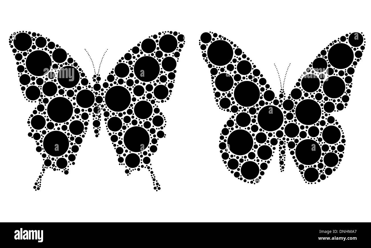 Dotted silhouette of butterflies isolated Stock Photo - Alamy
