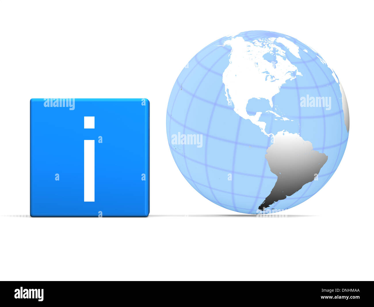 Information sign on cube with globe, isolated on white background Stock ...