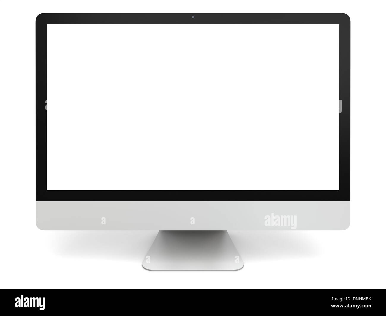 Modern desktop computer with white blank screen isolated on white ...