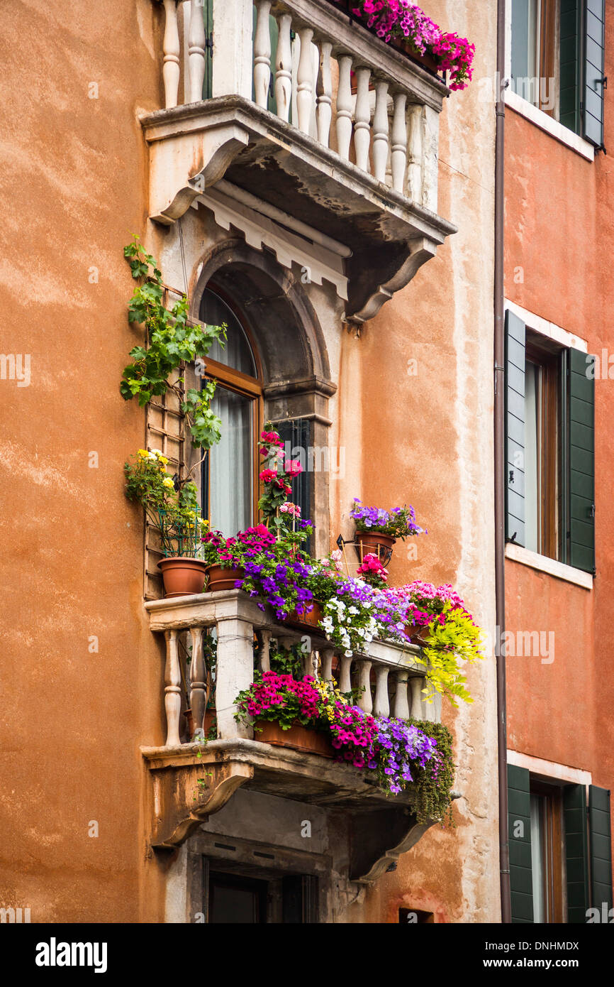 Low angle view of a balcony of residential building, Venice, Veneto ...