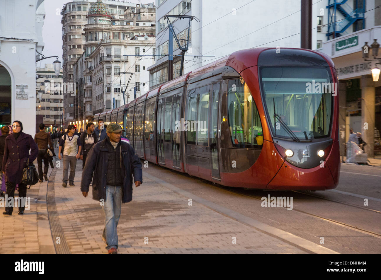 NEW TRAMWAY, MOHAMMED V BOULEVARD, CASABLANCA, MOROCCO, AFRICA Stock ...