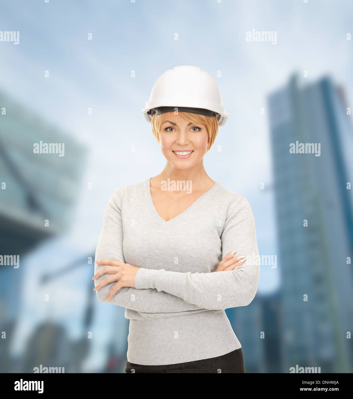 female contractor in helmet Stock Photo - Alamy